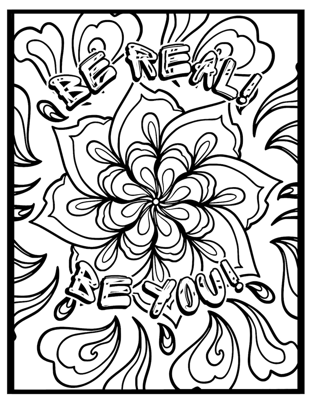 Be Real! Be You! Adult Coloring Page - Etsy