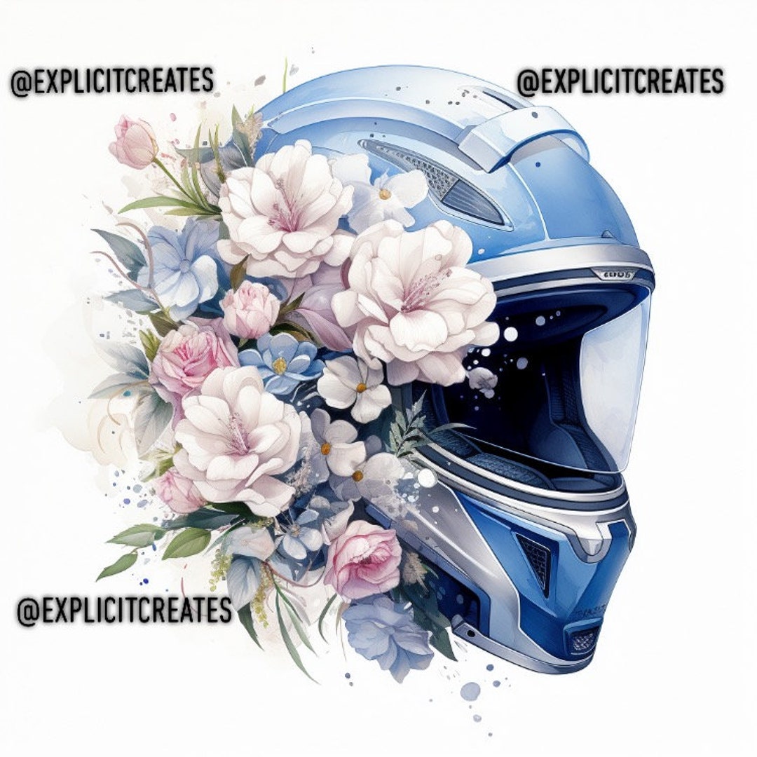 Vintage Flower Helmet Design Instant Download for Sublimation, DTF, DTG ...