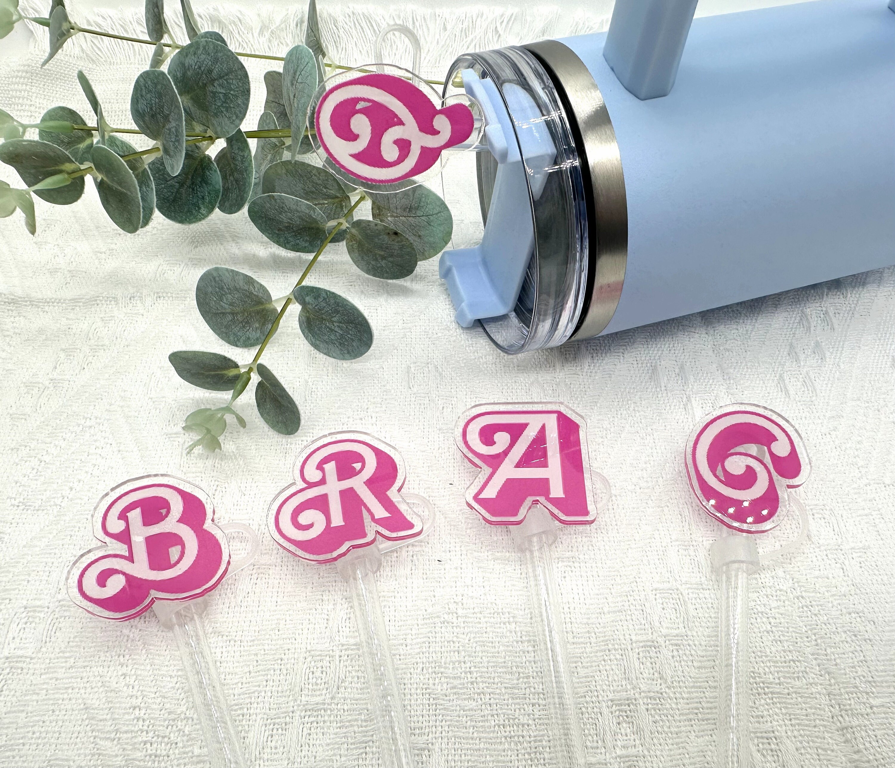 Customized Letter Straw Topper Cap,hot Pink Straw Topper,cute Stanley ...