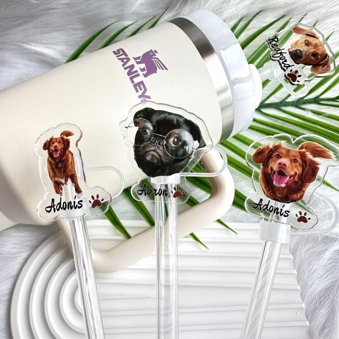 Personalized Pet Stanley Straw Topper Custom Drink Cup Straw Cover Pet ...