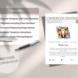 Goat Foundatıon Paper Pıecıng Pattern,quılt Pattern Goat Desıgn ...