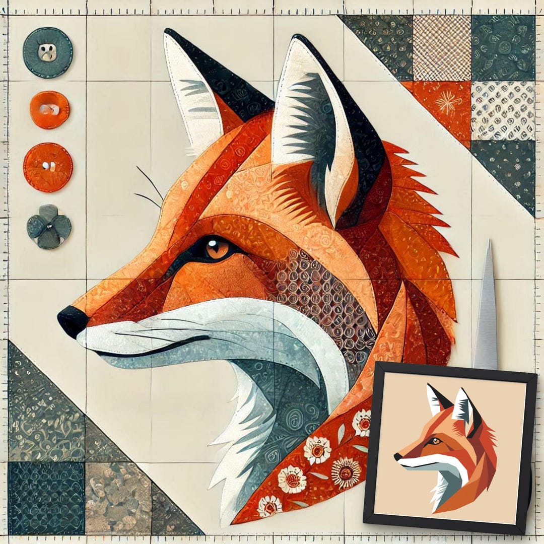 Fox Foundation Paper Piecing Pattern,quilt Pattern Fox Design,patchwork ...