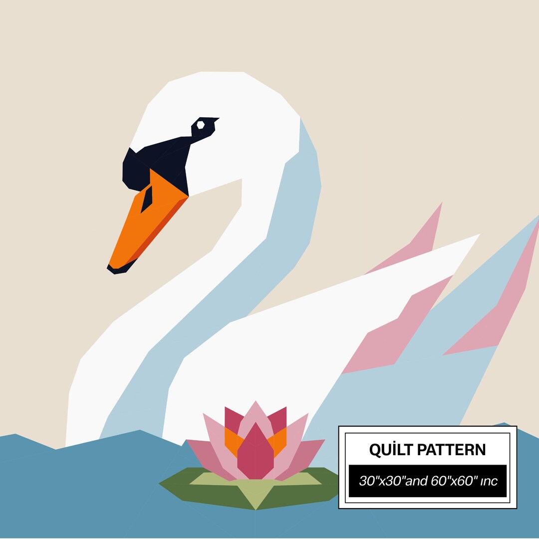 Swan FPP Quilt Pattern: Modern FPP • Animal Patchwork Quilt Block • FPP ...