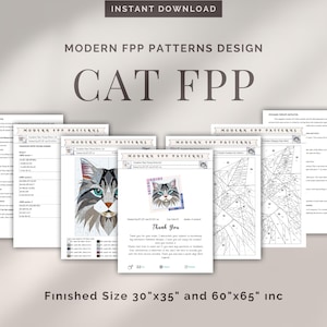 Cat Foundatıon Paper Pıecıng Pattern,quılt Pattern Cat Desıgn,patchwork ...