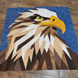 Bald Eagle FPP Quilt Pattern: Modern FPP • Animal Patchwork Quilt Block ...