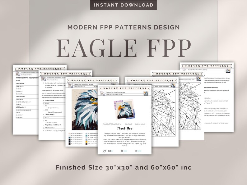 Eagle Foundatıon Paper Pıecıng Pattern,quılt Pattern Bald Eagle Desıgn ...