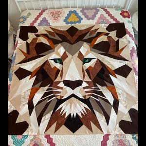 Lion Paper Piecing Pattern: FPP Quilt Design (PDF Download, 30x30/60x60 ...