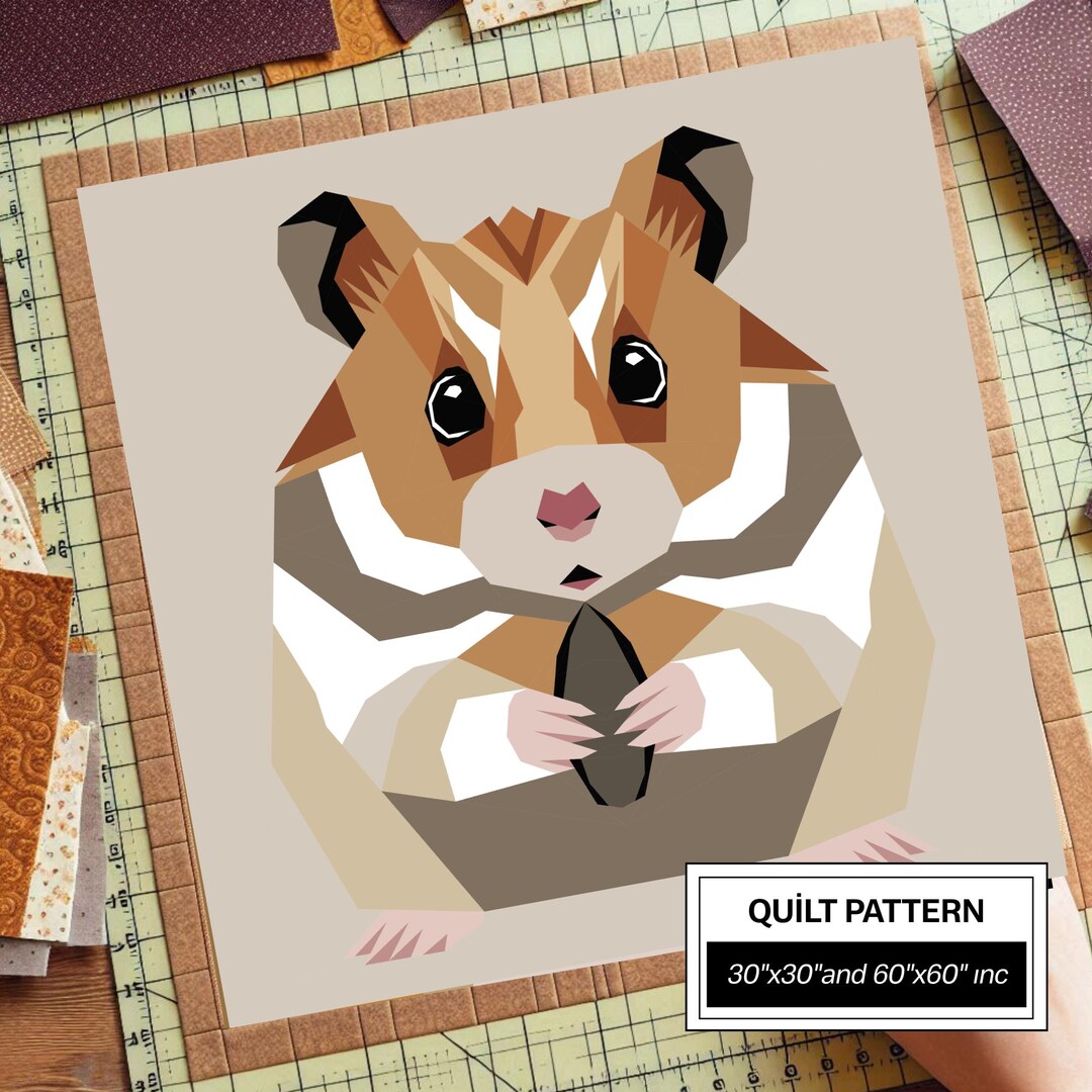 Hamster FPP Quilt Pattern: Modern FPP • Animal Patchwork Quilt Block ...