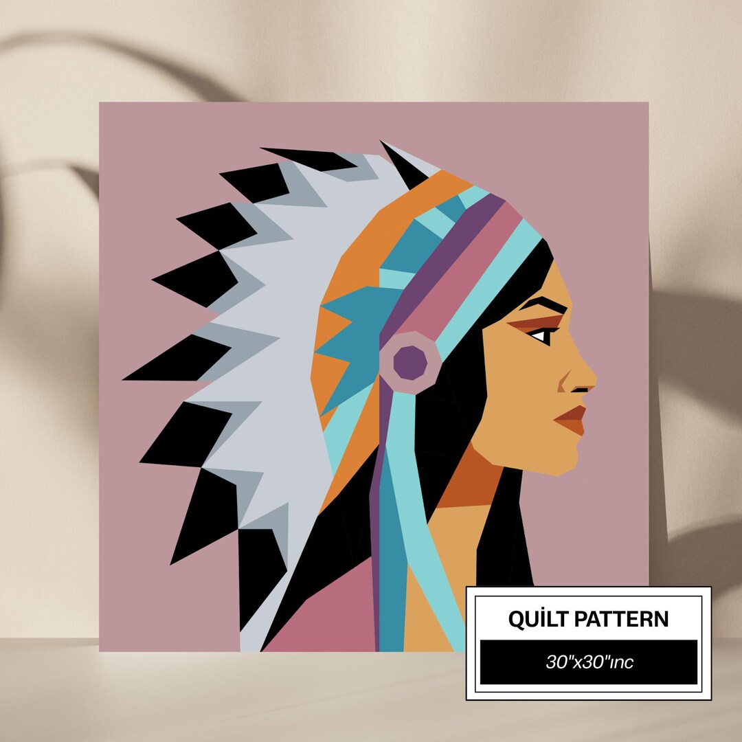 Native American Woman FPP Quilt Pattern: Modern FPP • Character ...