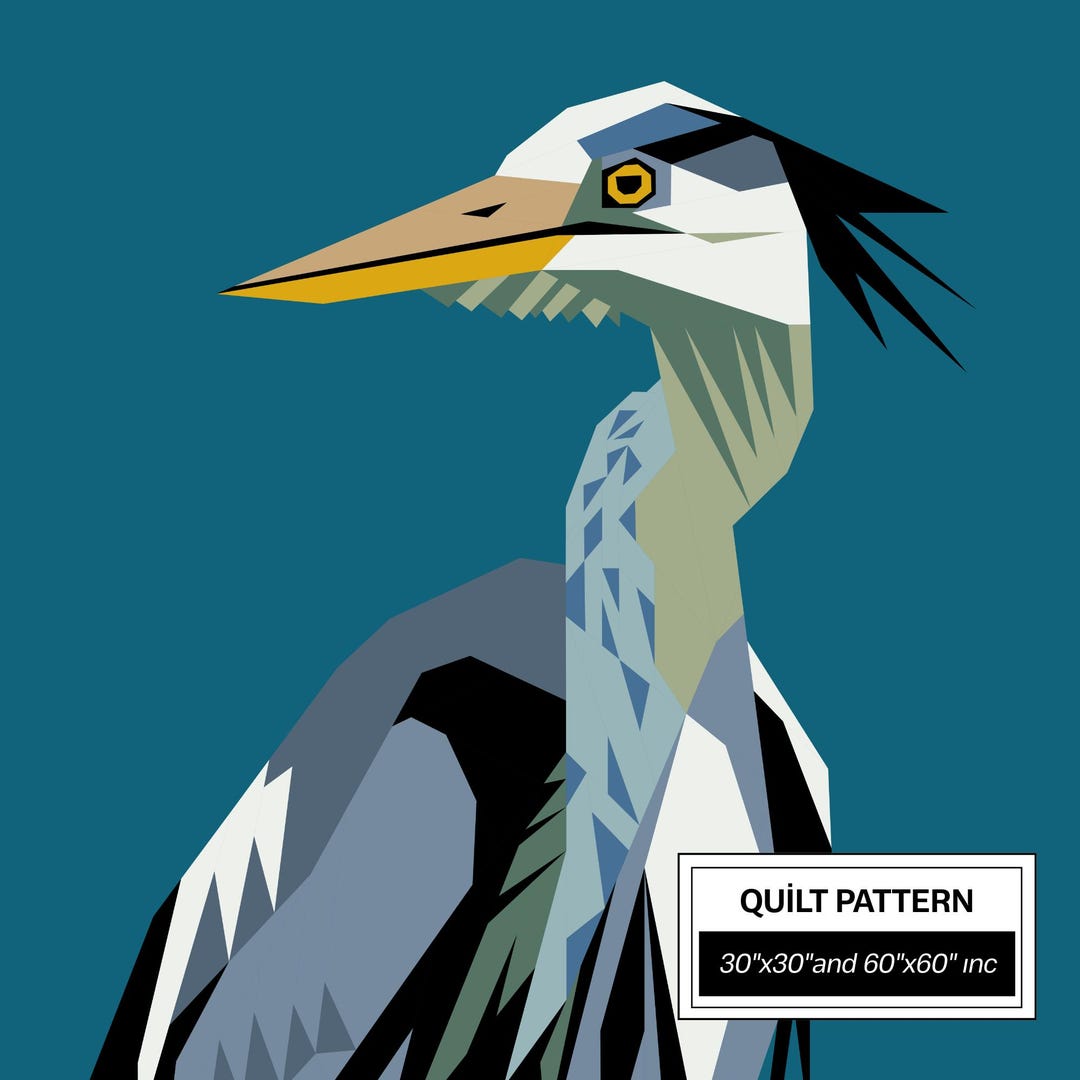 Heron FPP Quilt Pattern: Modern FPP • Animal Patchwork Quilt Block ...