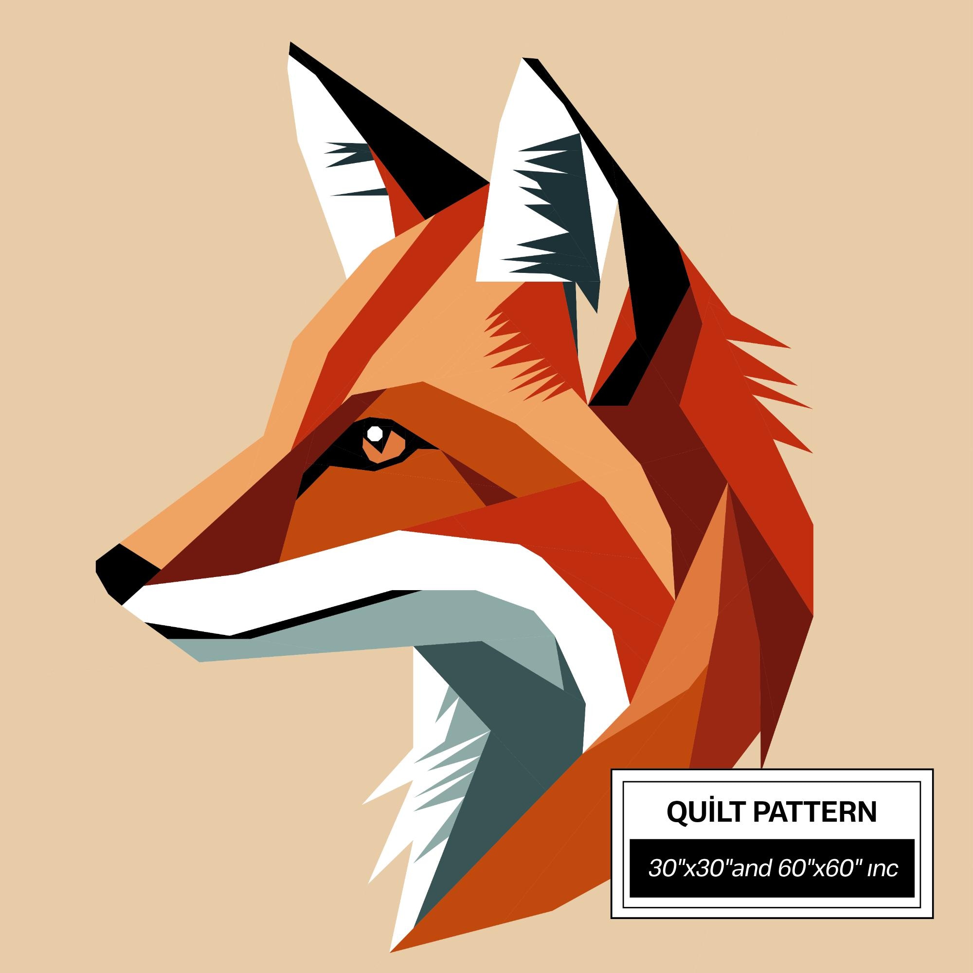 Fox FPP Quilt Pattern: Modern FPP • Animal Patchwork Quilt Block • FPP ...