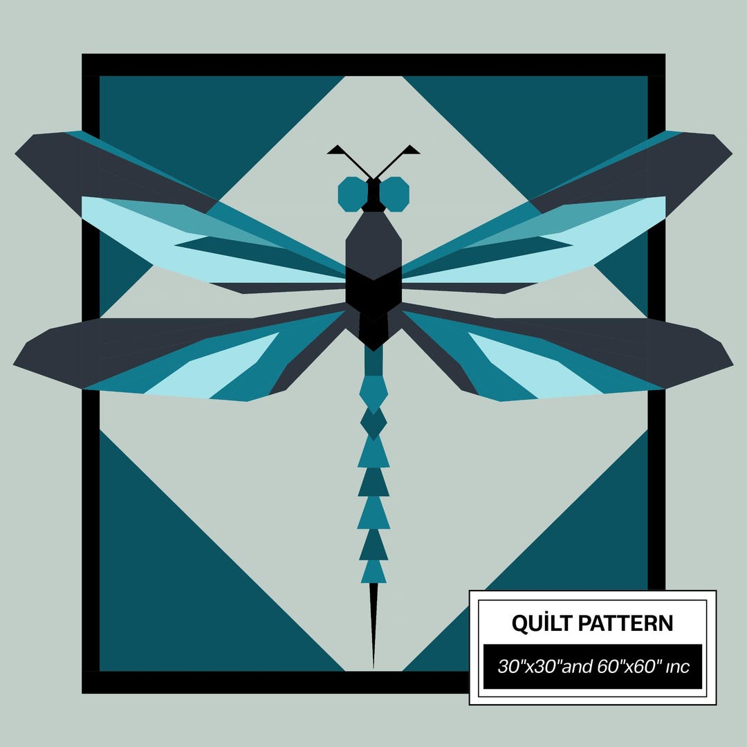 Dragonfly FPP Quilt Pattern: Modern FPP • Animal Patchwork Quilt Block ...