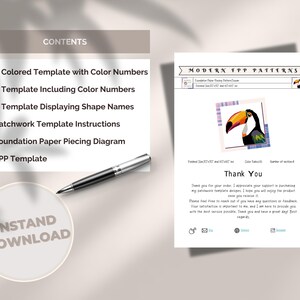 Toucan Foundatıon Paper Pıecıng Pattern,quılt Pattern Toucan Desıgn ...