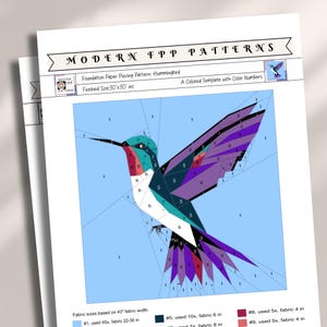 Hummingbird Foundation Paper Piecing Pattern,quilt Pattern Bird Design ...