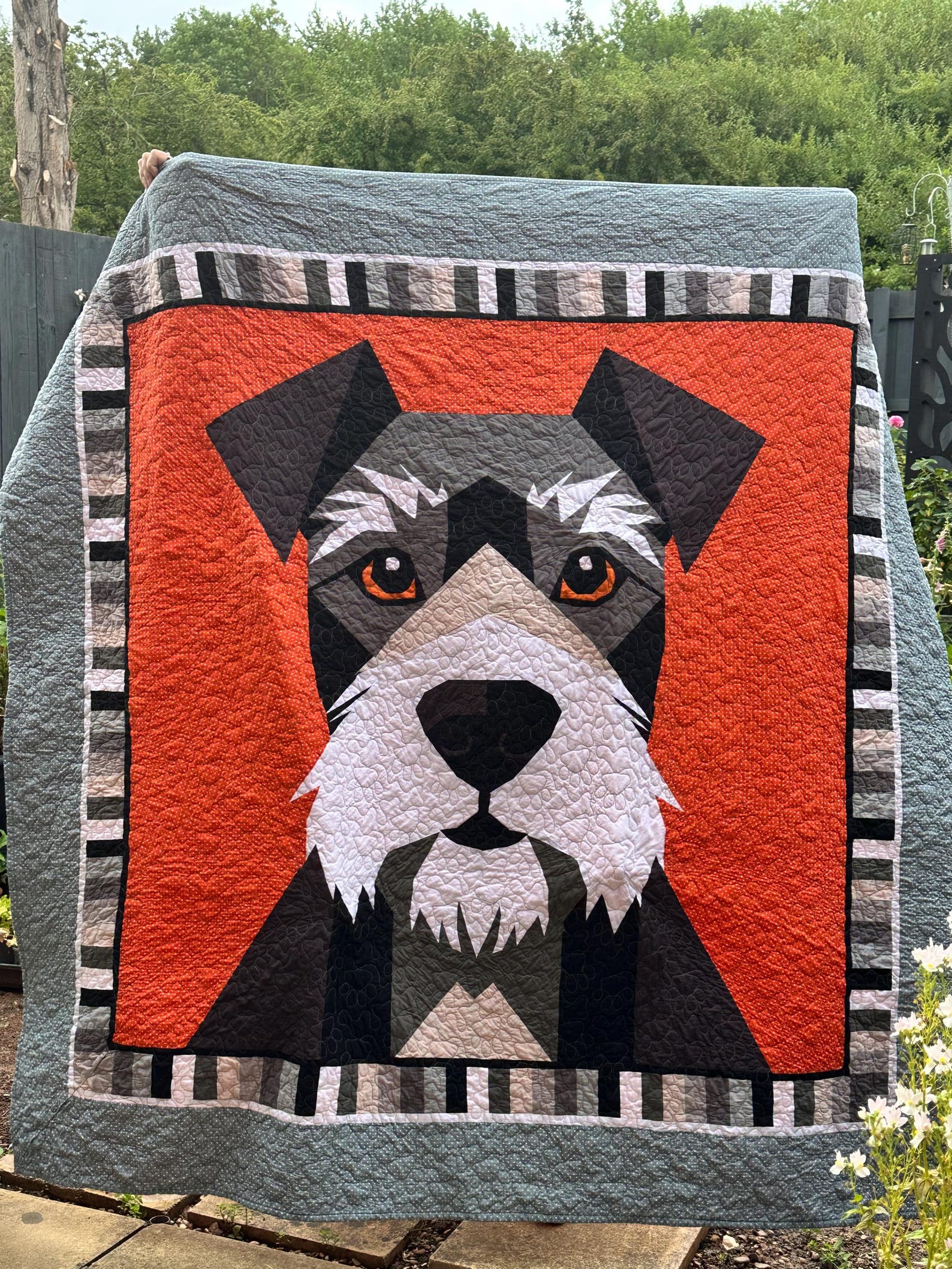 Schnauzer FPP Quilt Pattern: Modern FPP • Animal Patchwork Quilt Block ...