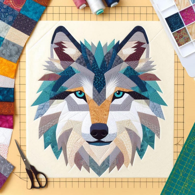 Wolf Foundatıon Paper Pıecıng Pattern,quılt Pattern Wolf Desıgn ...