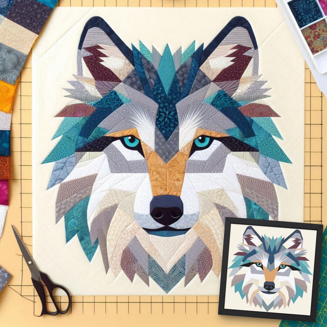 Wolf Paper Piecing Quilt Pattern: Animal Patchwork Design (PDF Pattern ...