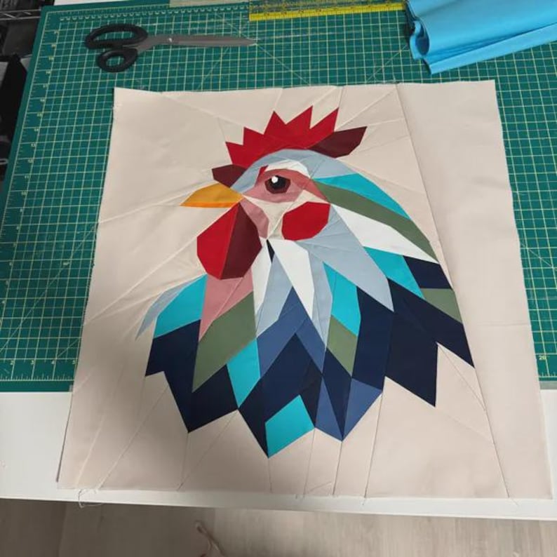 Chicken FPP Quilt Pattern: Modern FPP • Animal Patchwork Quilt Block • FPP Vorlagen (30x30/60x60 ...