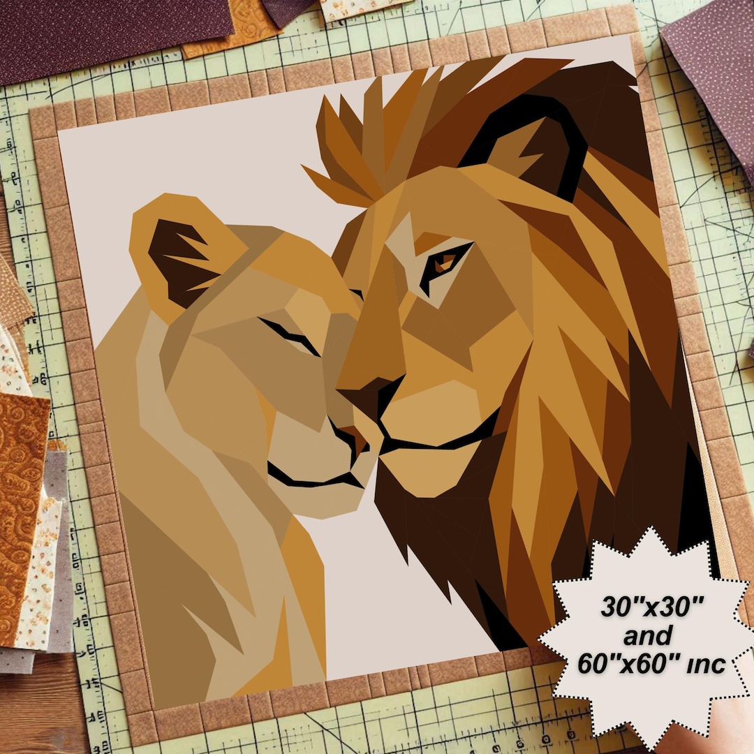 Lion Lovers Foundation Paper Piecing Pattern,quilt Pattern,lion Design ...