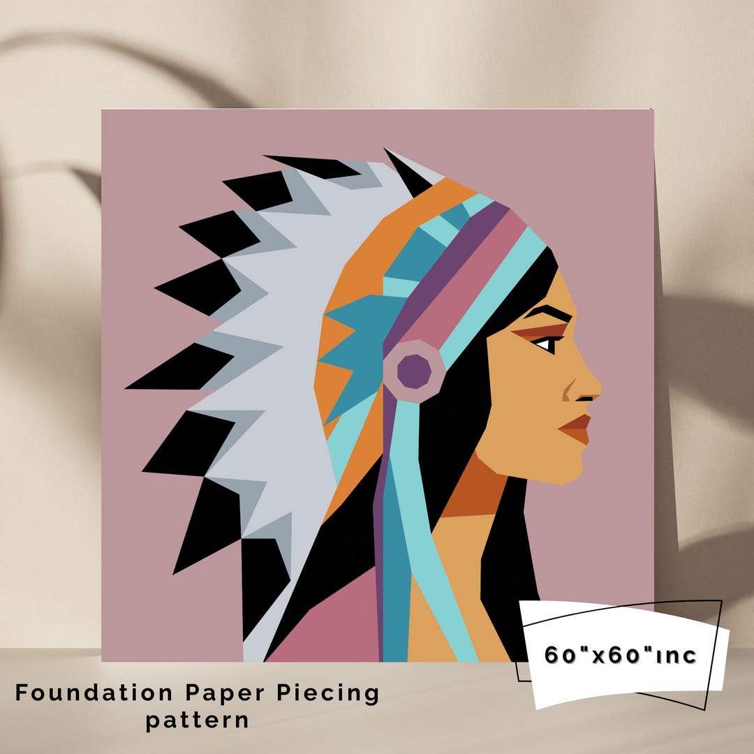 Native American Woman Paper Piecing Pattern,quilt Pattern,patchwork ...
