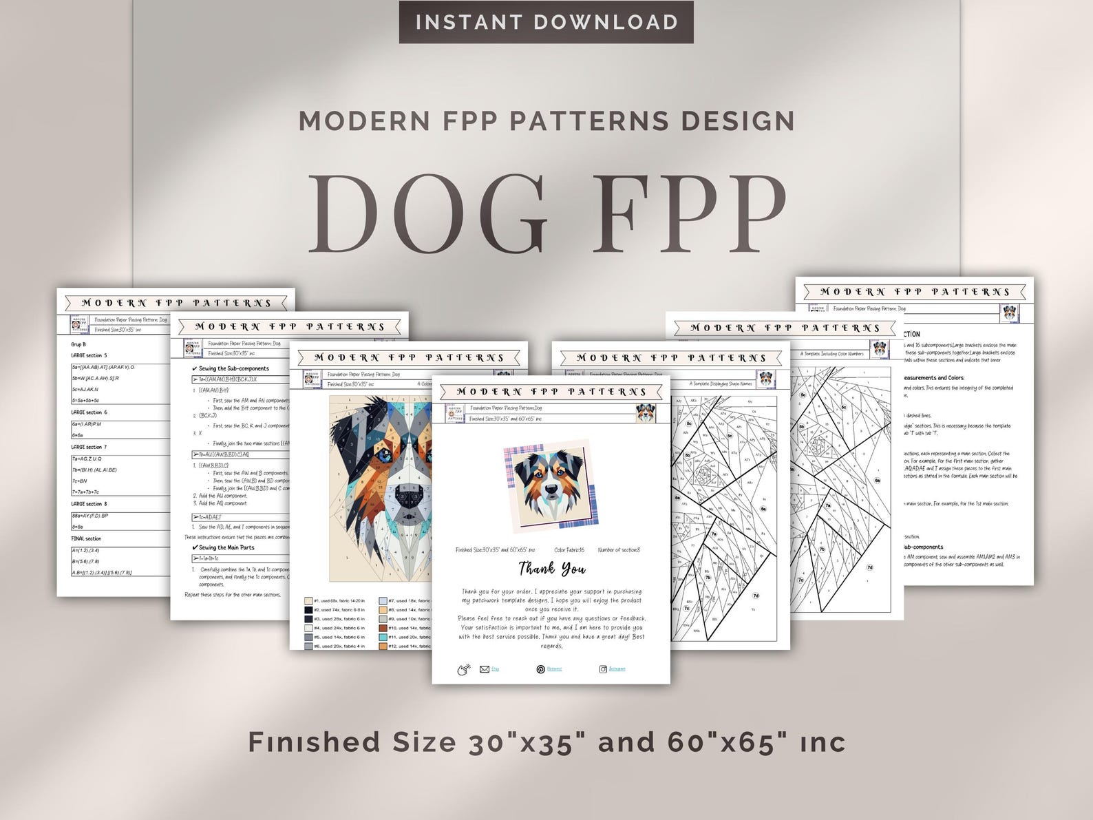 Dog Foundatıon Paper Pıecıng Pattern,quılt Pattern Dog Desıgn,patchwork ...