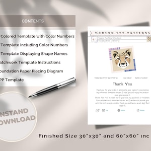 Cheetah Foundation Paper Piecing Pattern,quilt Pattern,cheetah Design ...