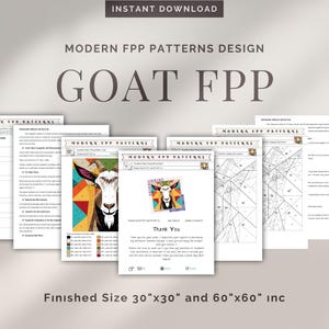 Goat Foundatıon Paper Pıecıng Pattern,quılt Pattern Goat Desıgn ...
