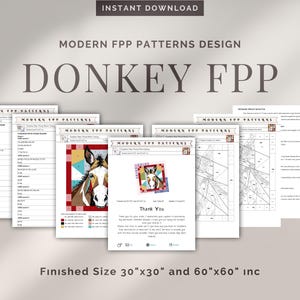 Donkey Quilt Pattern: Foundation Paper Piecing (FPP) - 30x30 & 60x60 ...