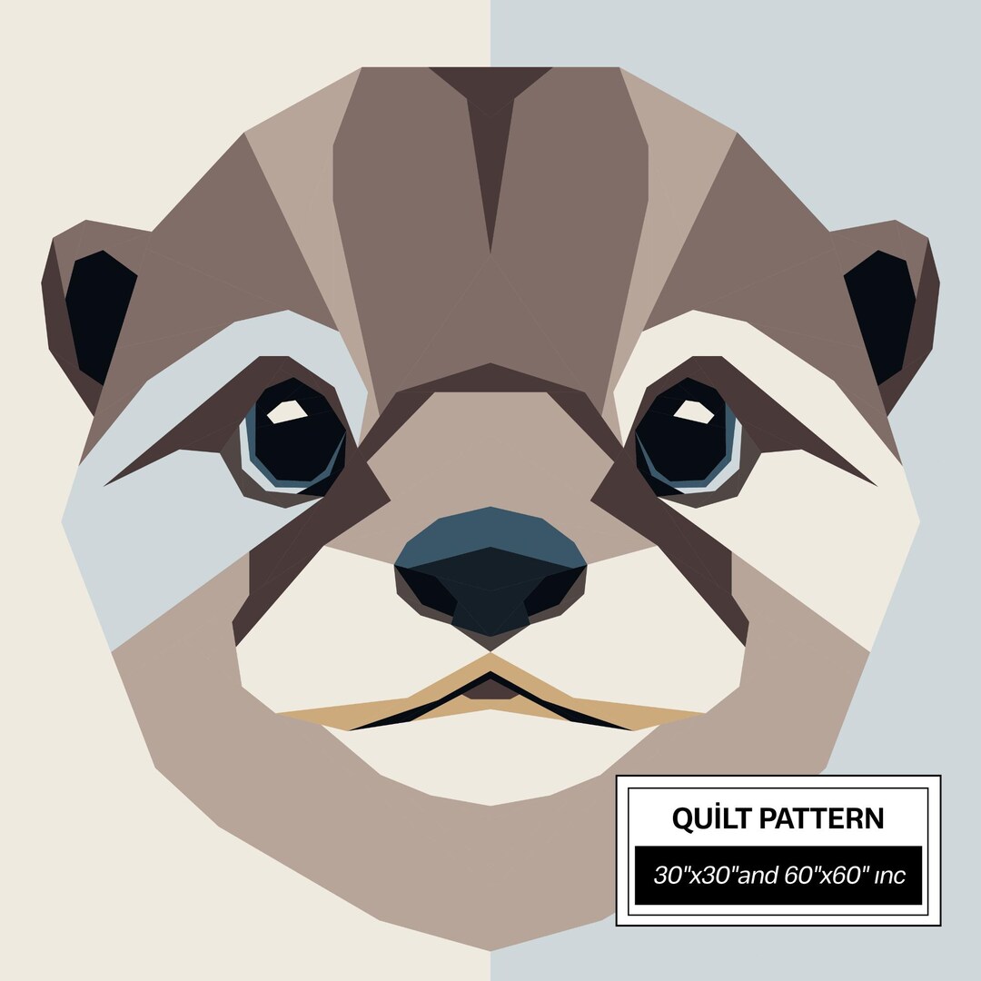 Otter FPP Quilt Pattern: Modern FPP • Animal Patchwork Quilt Block ...