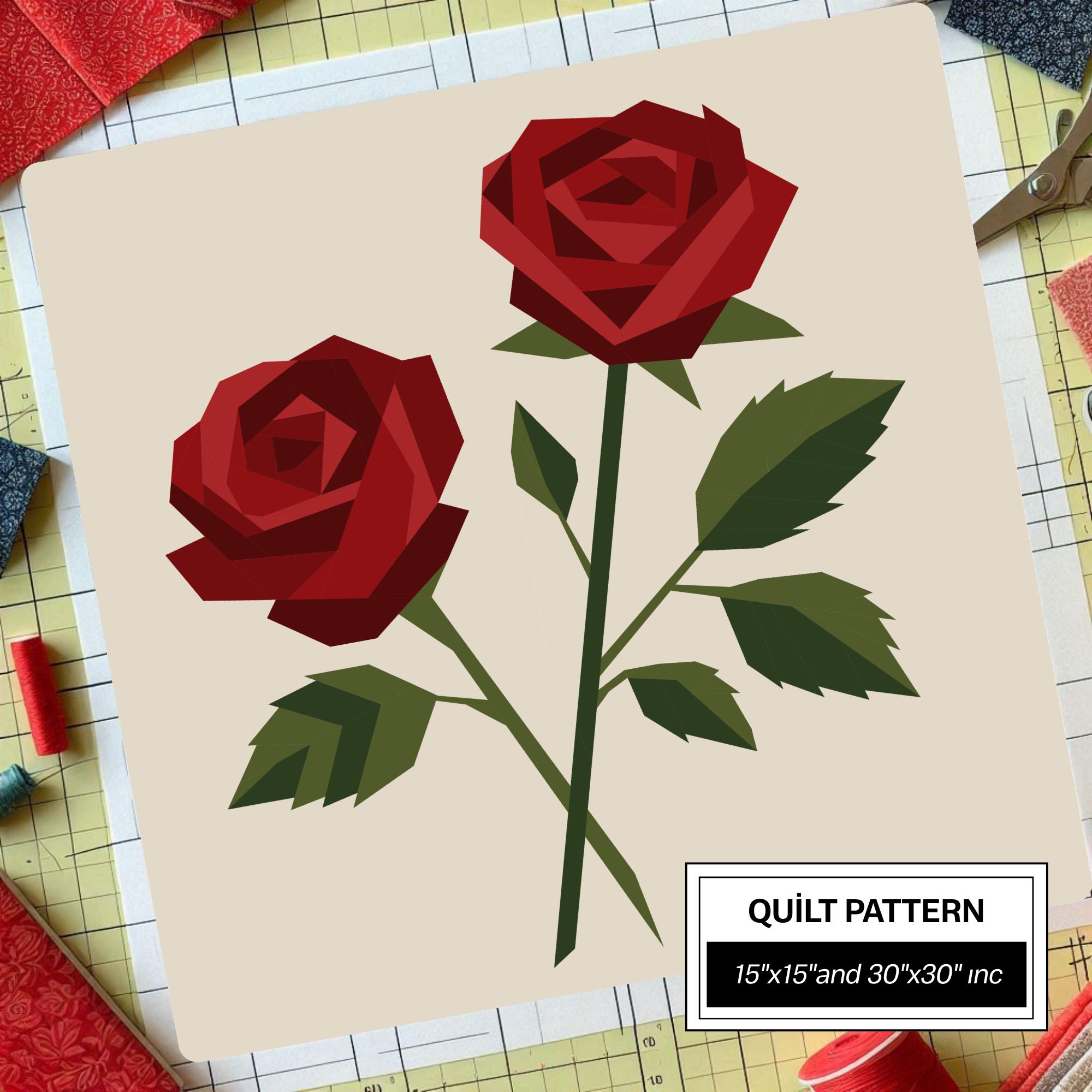 Rose FPP Quilt Pattern: Modern FPP • FPP Vorlagen • Flower Patchwork ...