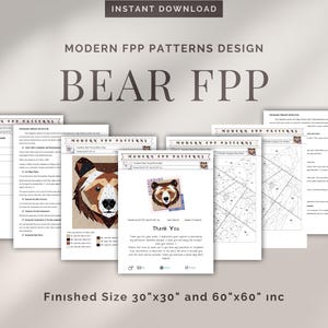 Bear Foundatıon Paper Pıecıng Pattern,quılt Pattern Bear Desıgn ...