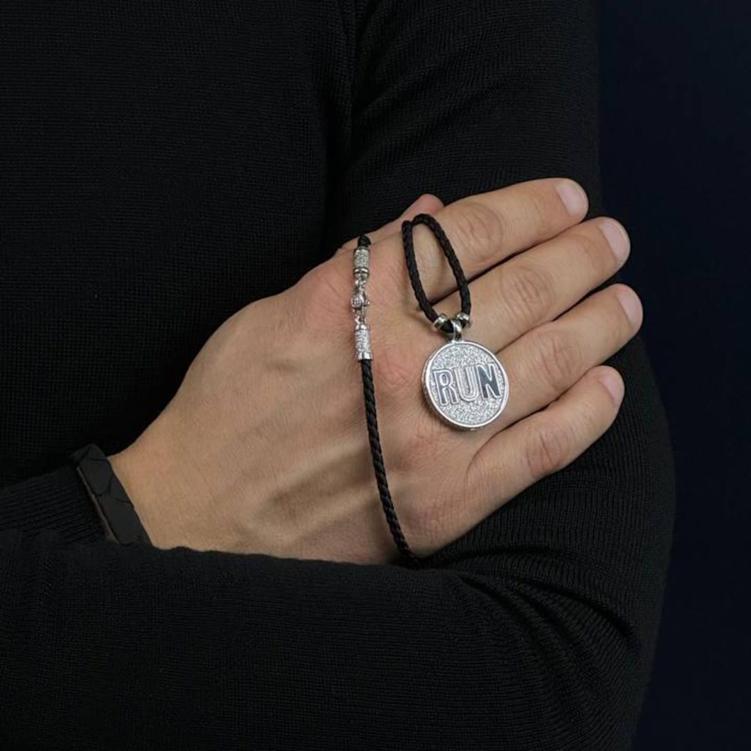 Sterling Silver RUN Pendant Necklace: Silk Cord Runner Gift - Etsy