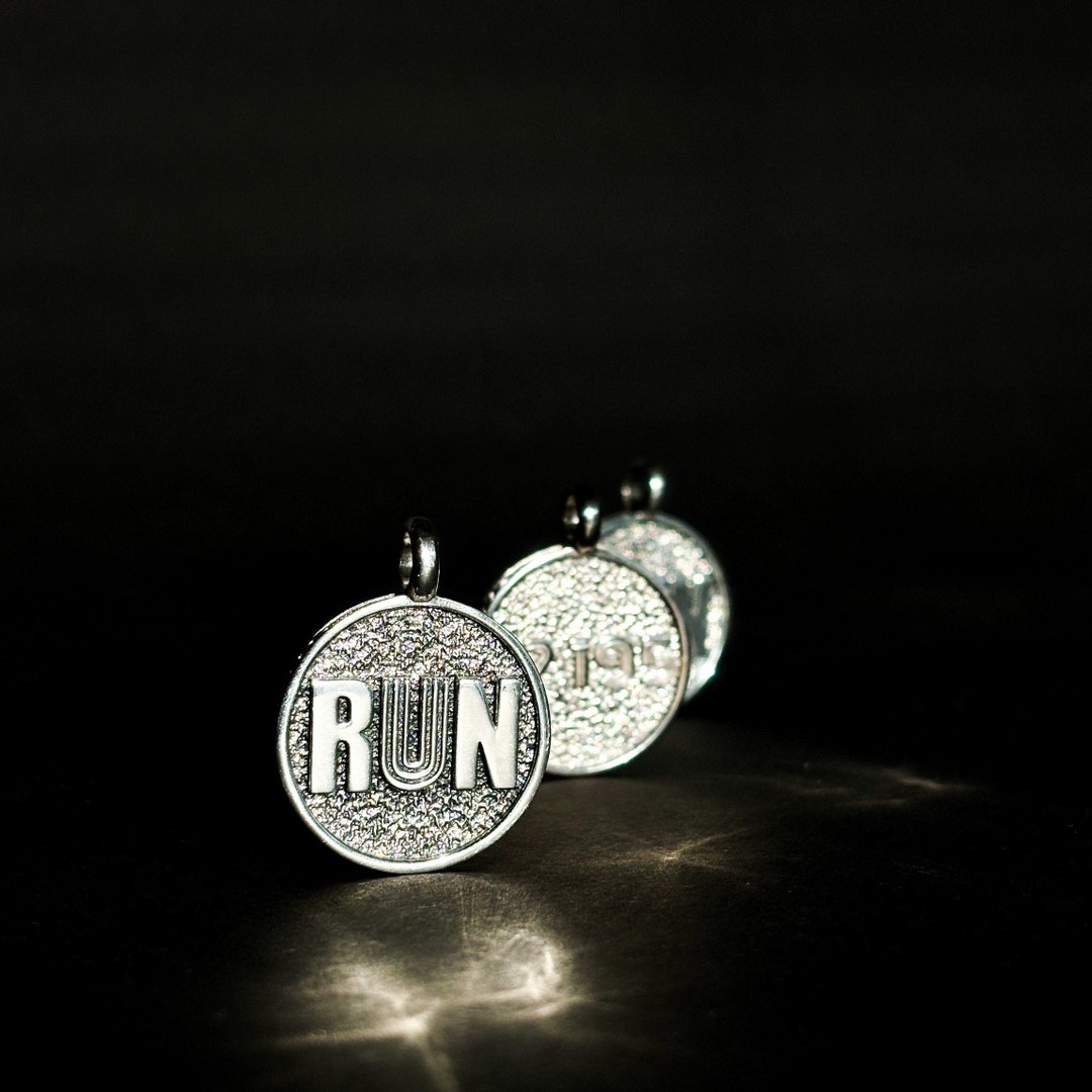 Sterling Silver Marathon RUN Pendant - Runner Gift With Muslin Wood Box ...