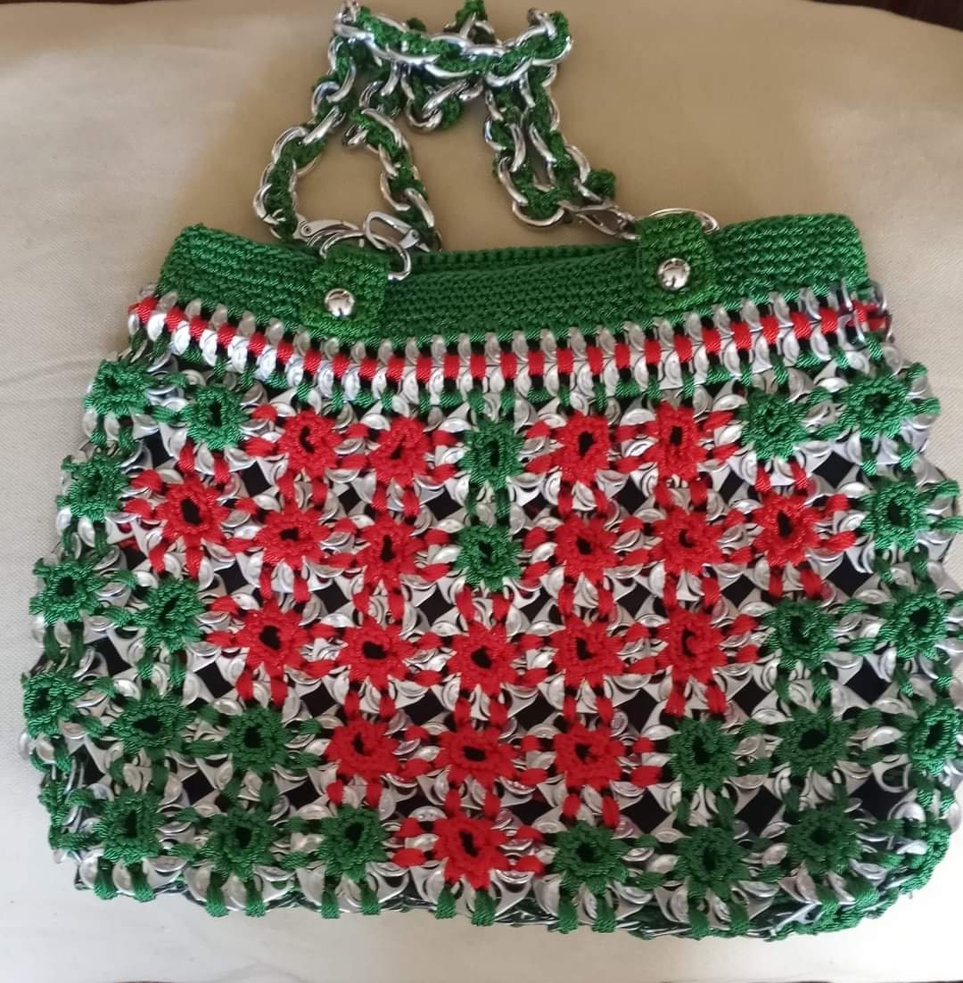 Crochet Handbag, Handmade Purse, Christmas Purse, Heart Purse, Recycled ...
