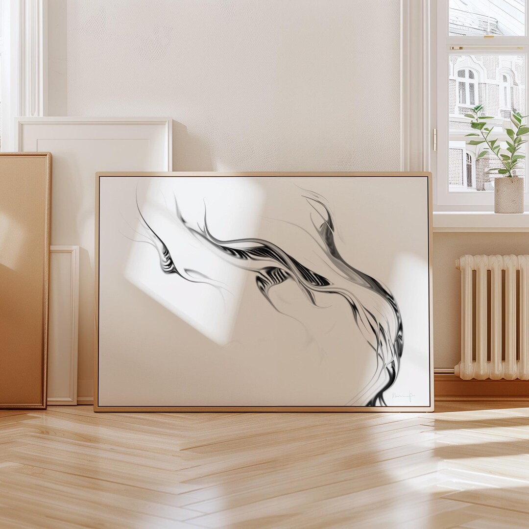 Abstract Line Drawing Poster, Simple Line Wall Art, Neutral Abstract ...