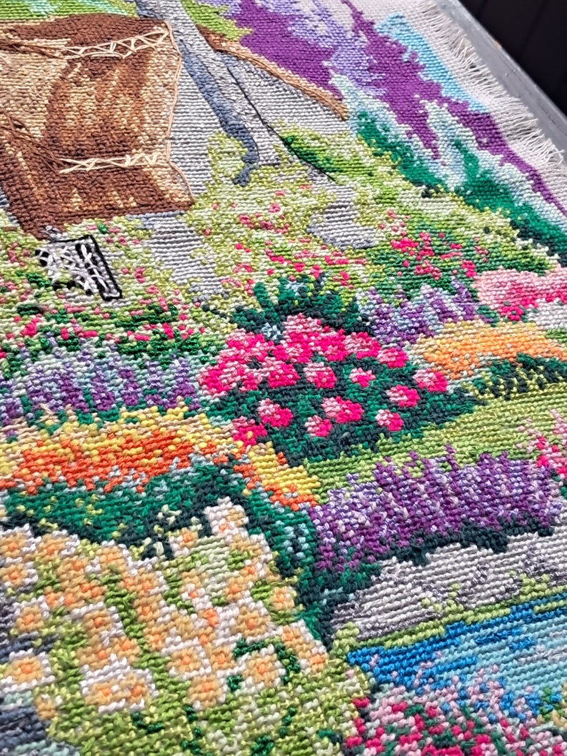 Beautiful House and Garden in Sunny Spring Day. Finished Cross-stitch ...