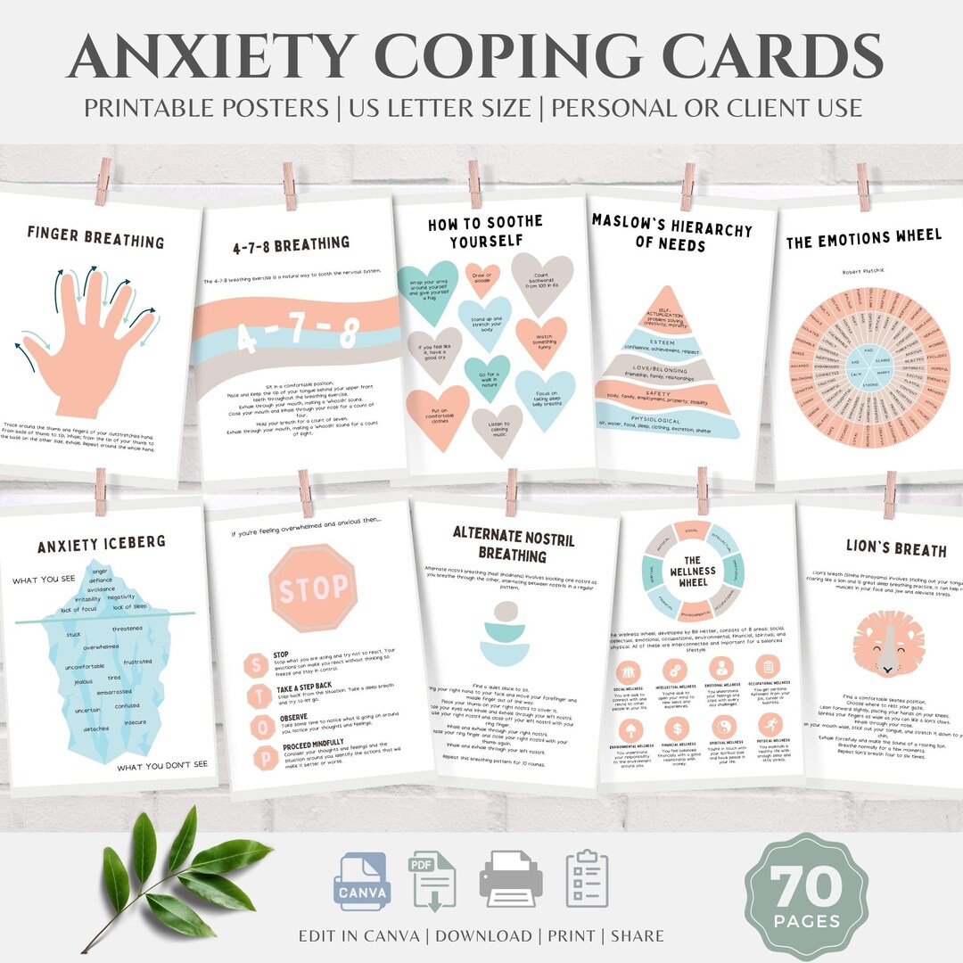 Anxiety Coping Skills Posters for Therapy Office Decor in Canva ...