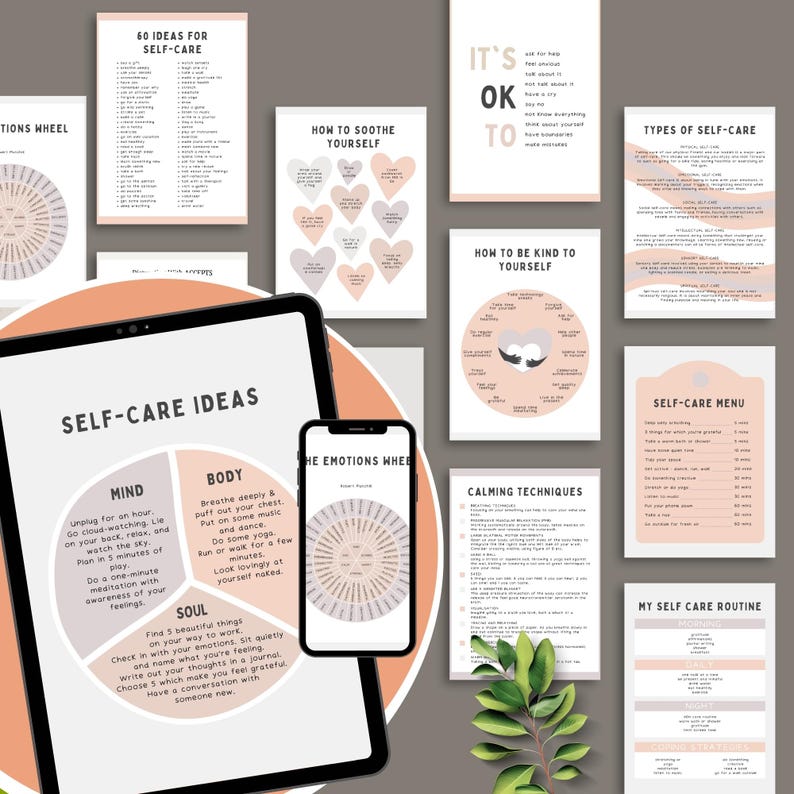 Set of 20 Self Care Card Posters for Therapy Office Decor, Self Care ...