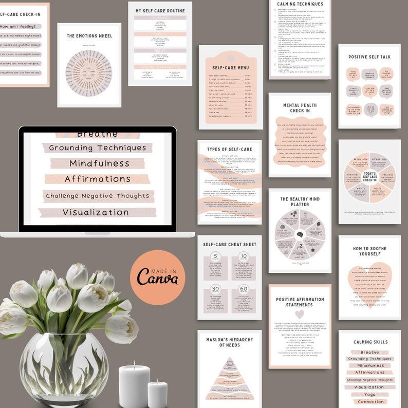 Set of 20 Self Care Card Posters for Therapy Office Decor, Self Care ...