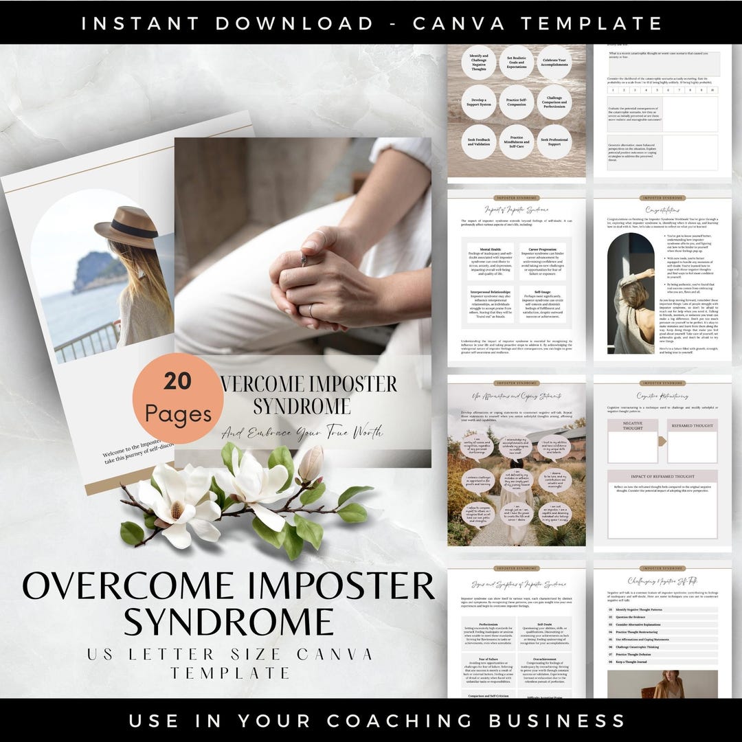 Overcome Imposter Syndrome Workbook, Done for You Content Canva ...