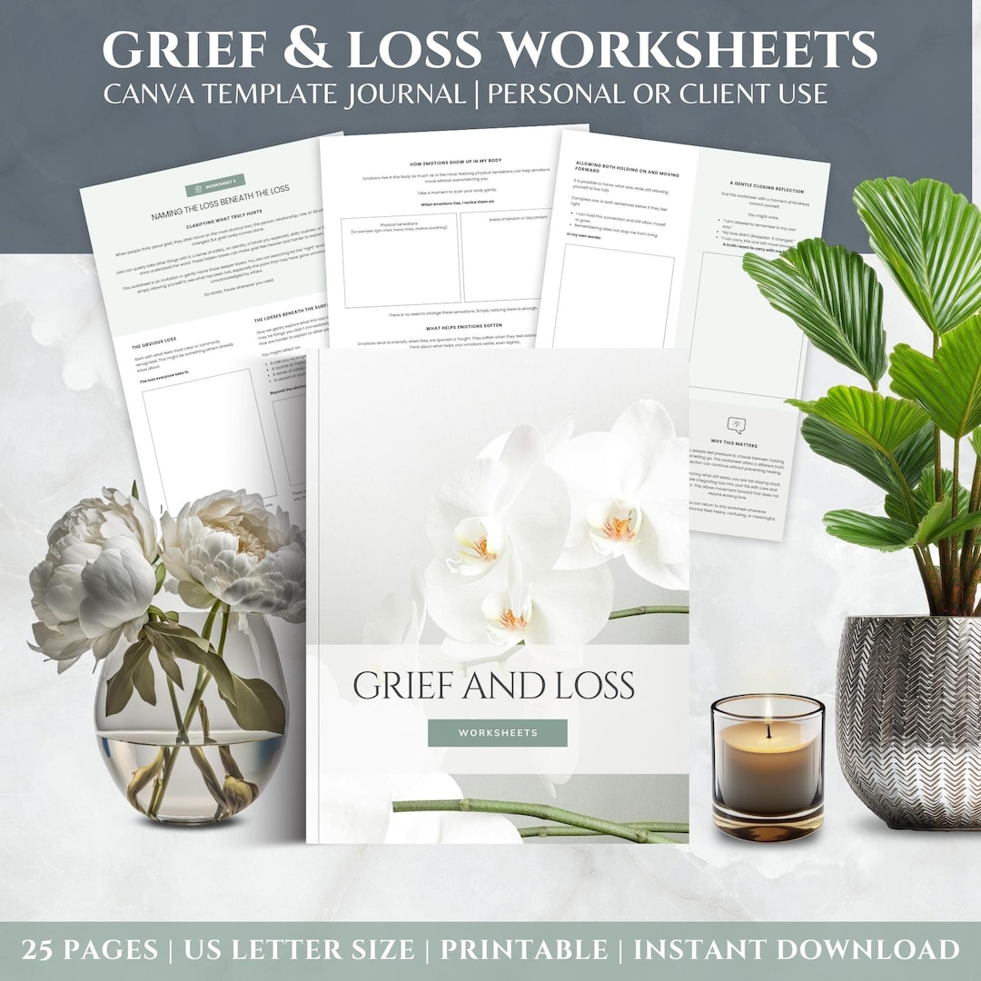 Grief Worksheets, Bereavement Reflection and Coping Support and Healing ...