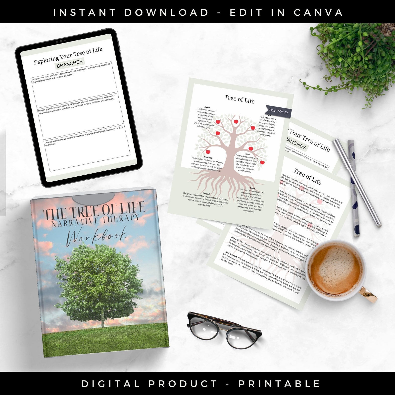 Workbook Template Canva, Tree of Life Narrative Therapy Ebook, Coaching ...