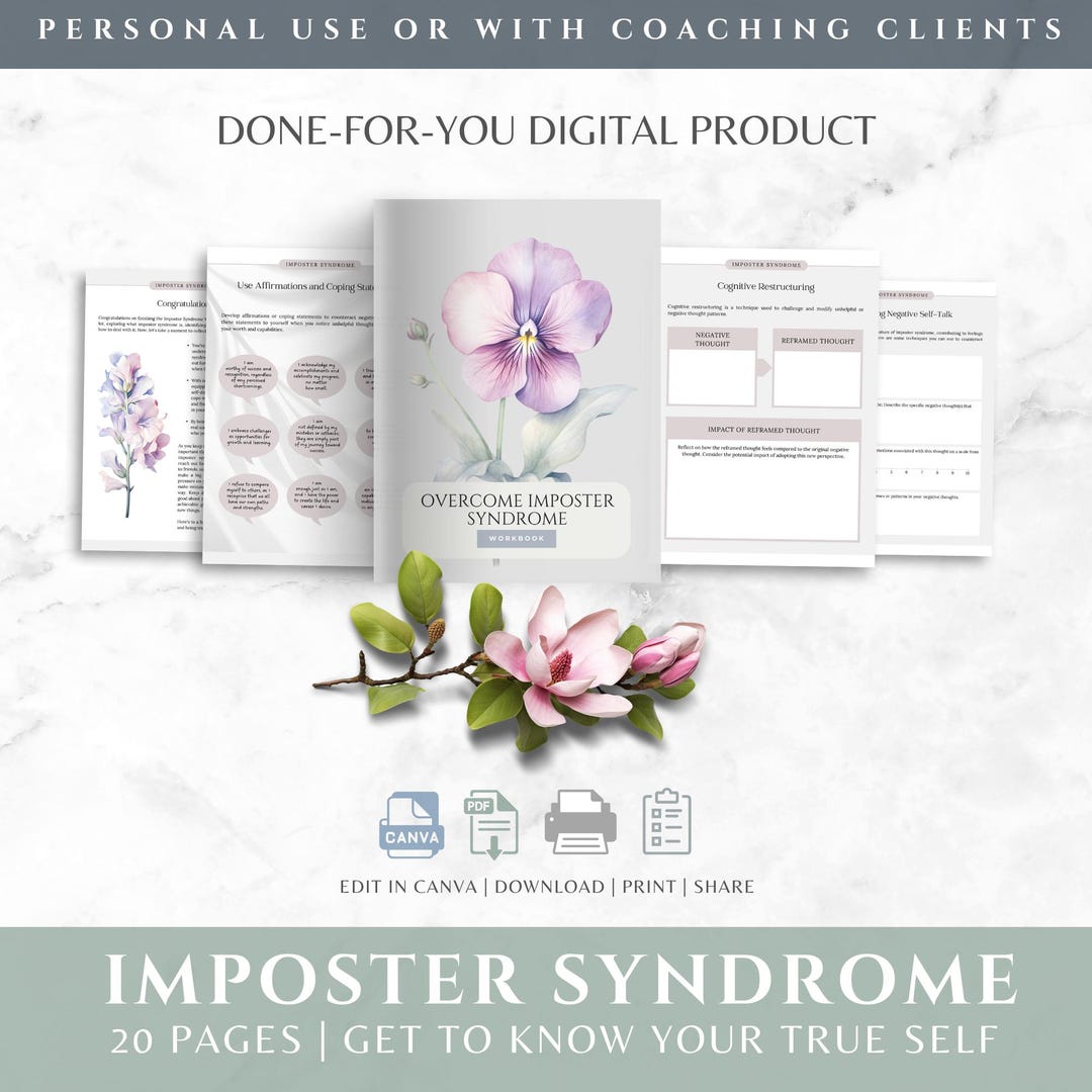 Overcome Imposter Syndrome Workbook, Done for You Content Canva ...