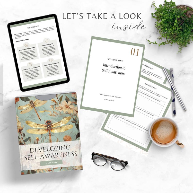 Self Awareness Editable Canva Guided Self Reflection Workbook for ...