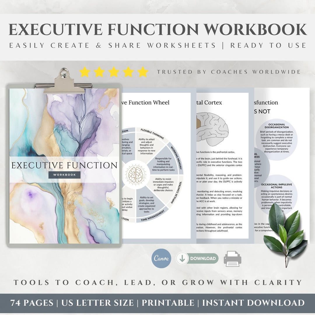 Executive Function Workbook & Planner Resources, Ebook Template Canva ...