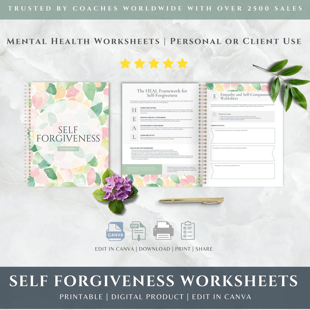 Self Forgiveness Coach Canva Template, Therapist Tools, Therapy ...