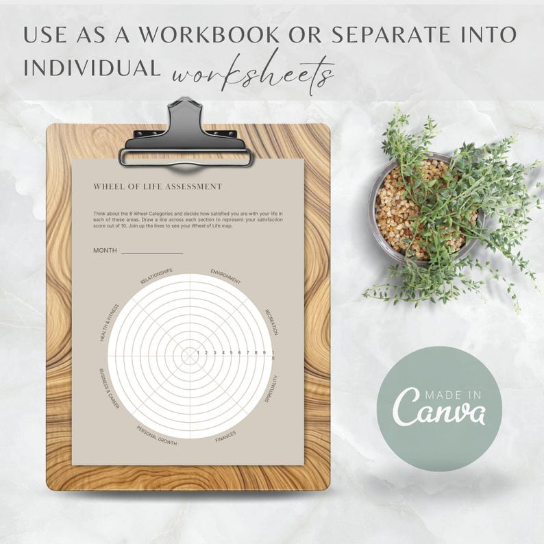 Wheel of Life Workbook, Canva Template for Balance and Growth (digital ...