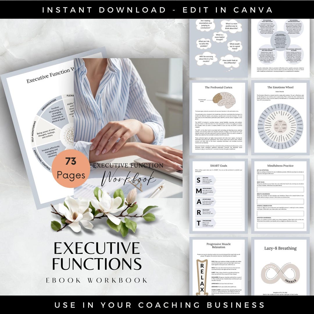 Executive Function Workbook & Planner Resources, Ebook Template Canva ...