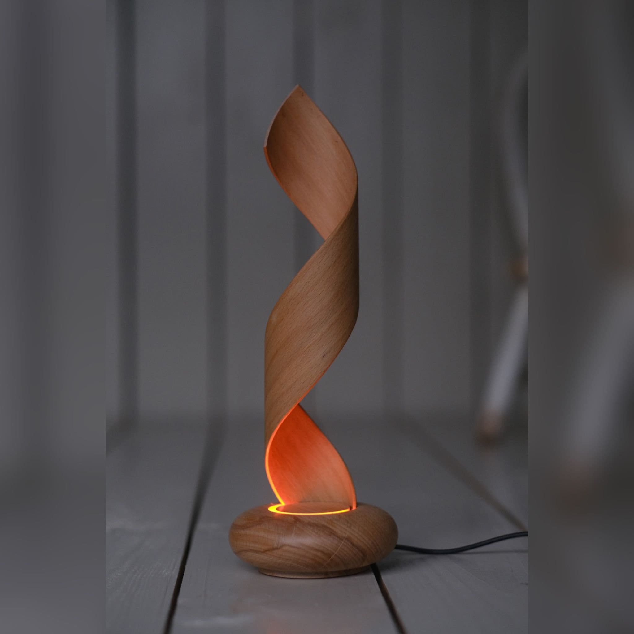 Wooden Table Lamp, Wooden Floor Lamp, Curved Wood Lamp, Modern Desk ...