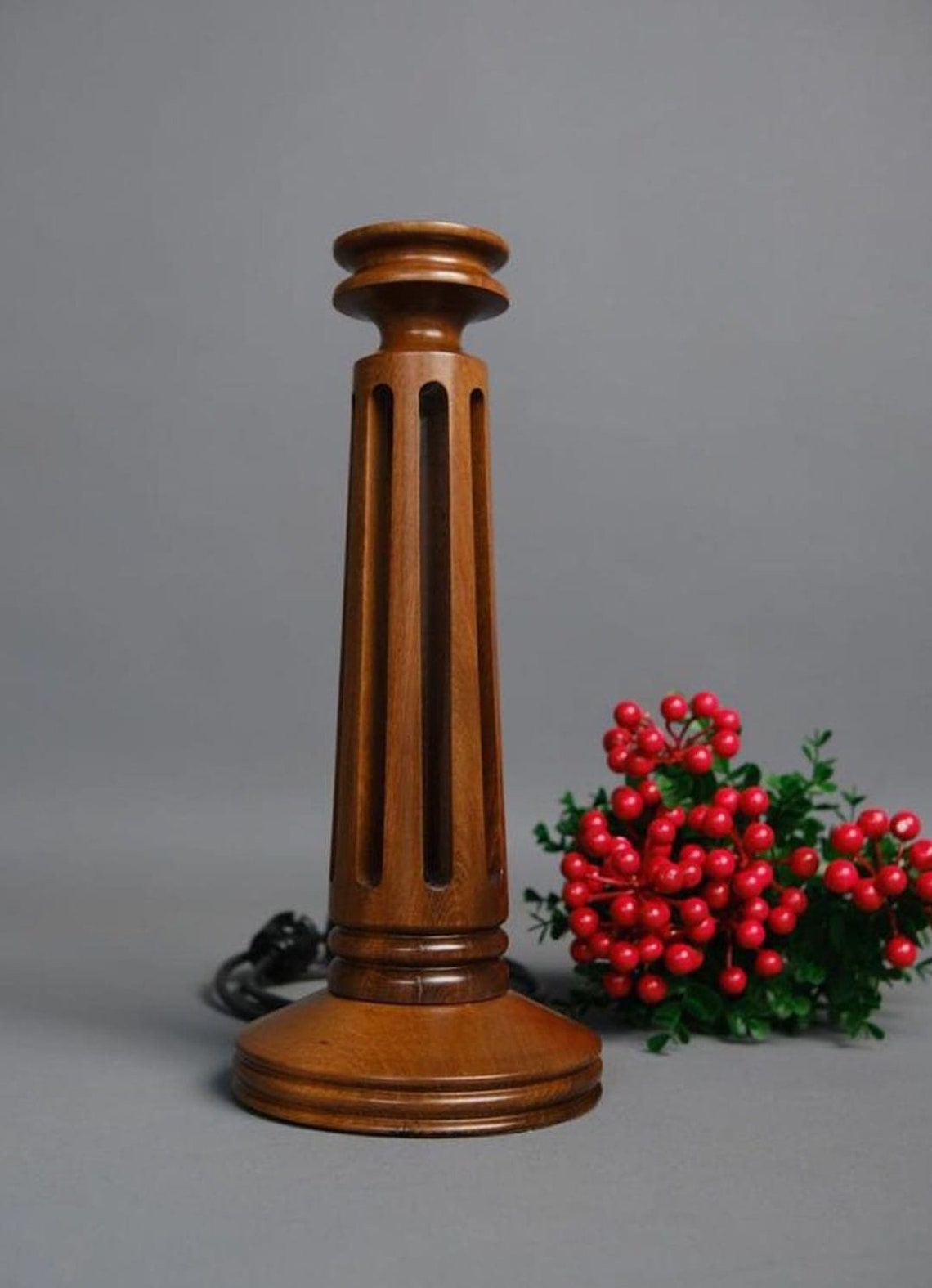 Vintage Wooden Floor Lamp, Lambader, Wood Floor Lamp, Rustic Floor Lamp ...